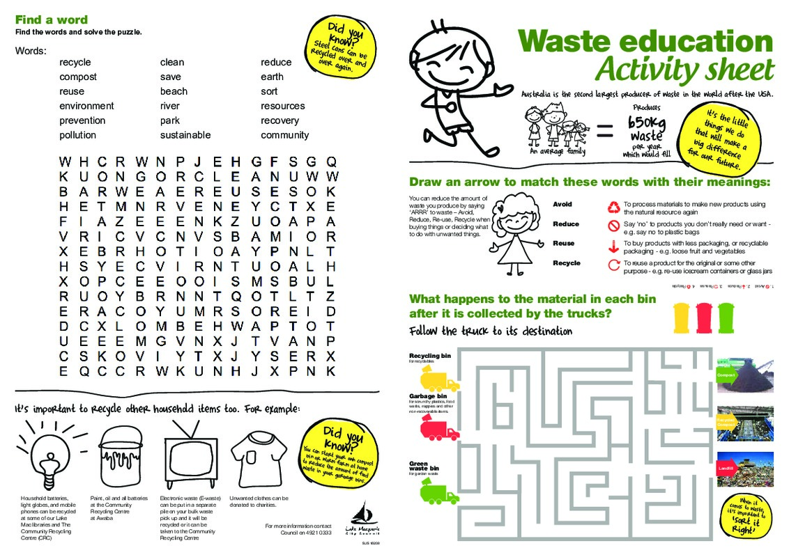 Waste Educational Worksheet